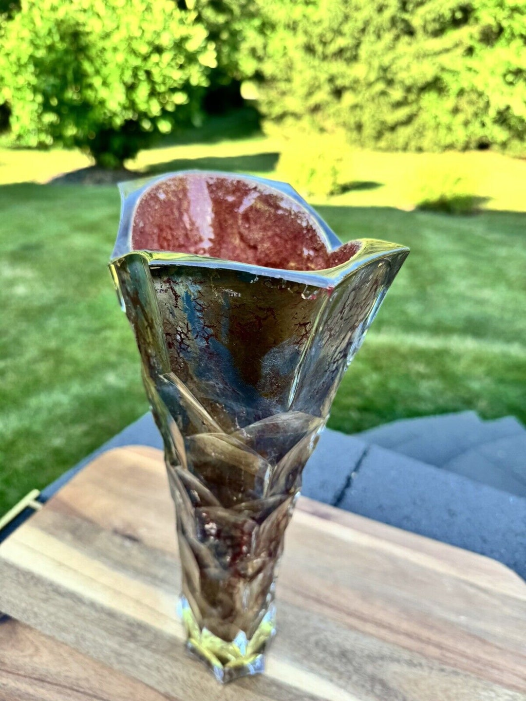 Heavy Crystal Art Glass Vase RARE FIND GORGEOUS 14” Tall ~artist Signed ...