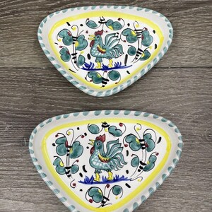 Vintage Sambuco Mario Deruta Italy Hand Painted Rooster Dish 6.25x4.252 ...