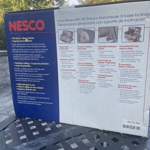 Nesco FS-120T Food Slicer With Tilt Stand Cast Aluminum Body 6.75 ...