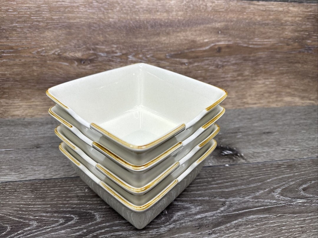 Pottery Barn ASIAN SQUARE Putty (cream) Pho Soup Noodle Bowls~set of 4 ...