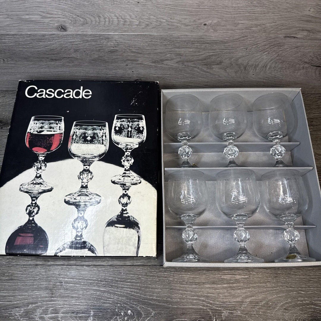 Vintage Cascade Czech Crystal Bohemia Cordial Wine Liquor Glasses 6oz ...
