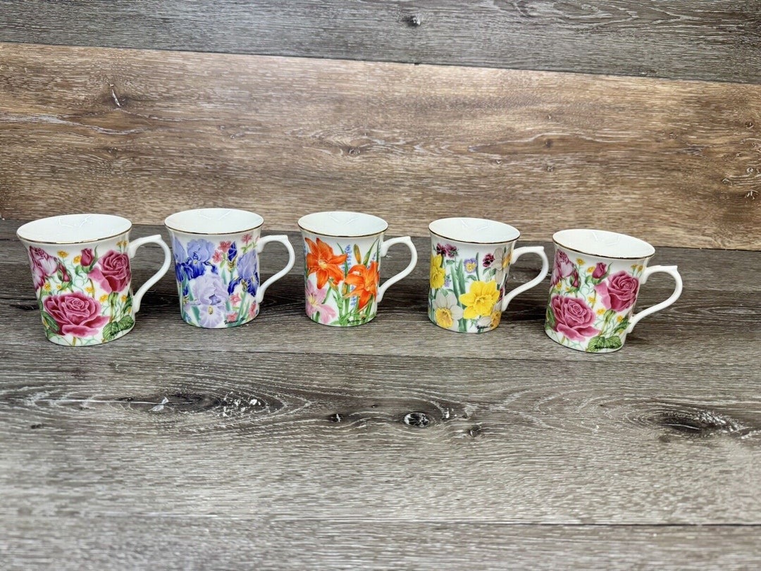 1995 LENOX the Flower Blossom Collection Suzanne Clee Tea Coffee Mugs ...