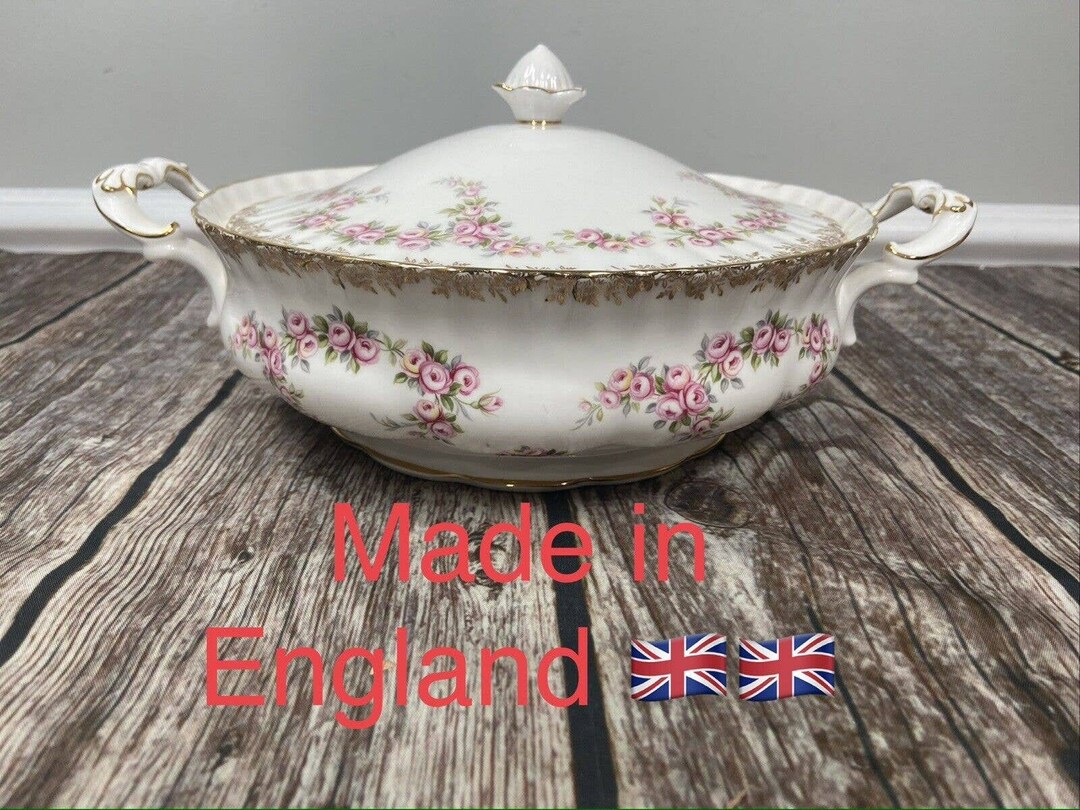 Rare Royal Albert Dimity Rose Lidded Tureen Double Handled Vegetable ...