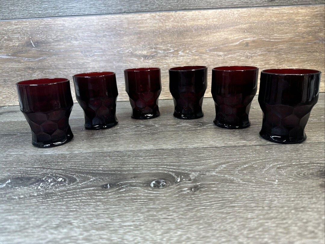Vintage Anchor Hocking Royal Ruby Red Georgian Honeycomb Tumblers 4”~set of 6 - Etsy