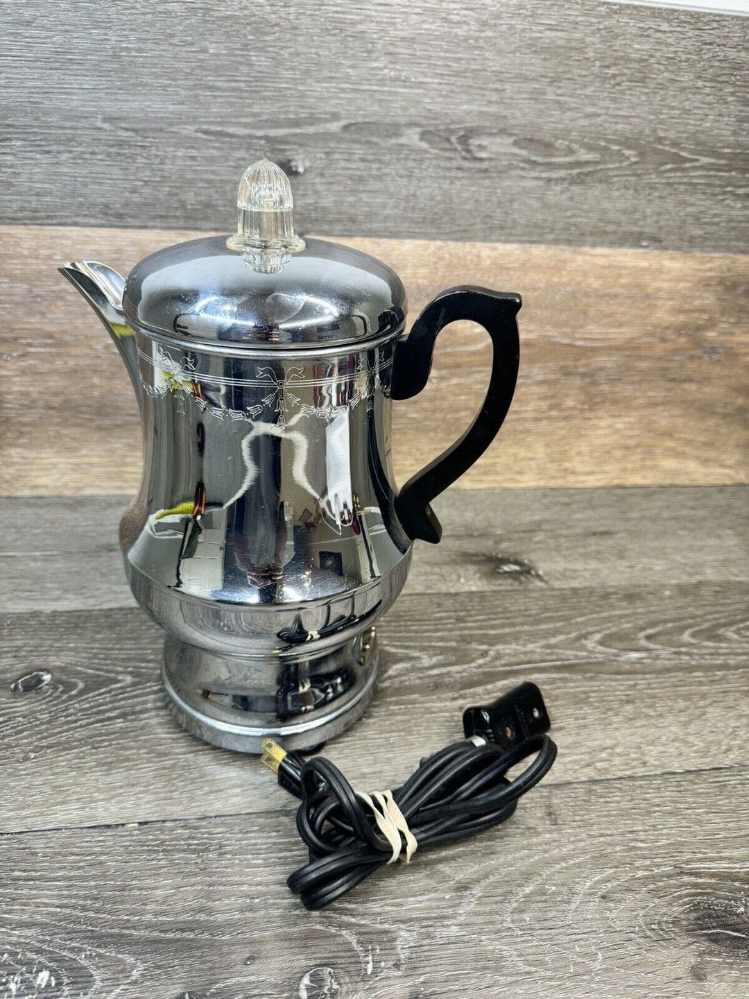 Farberware Electric Stainless Chrome ART DECO 12 Cup Etched Coffee ...