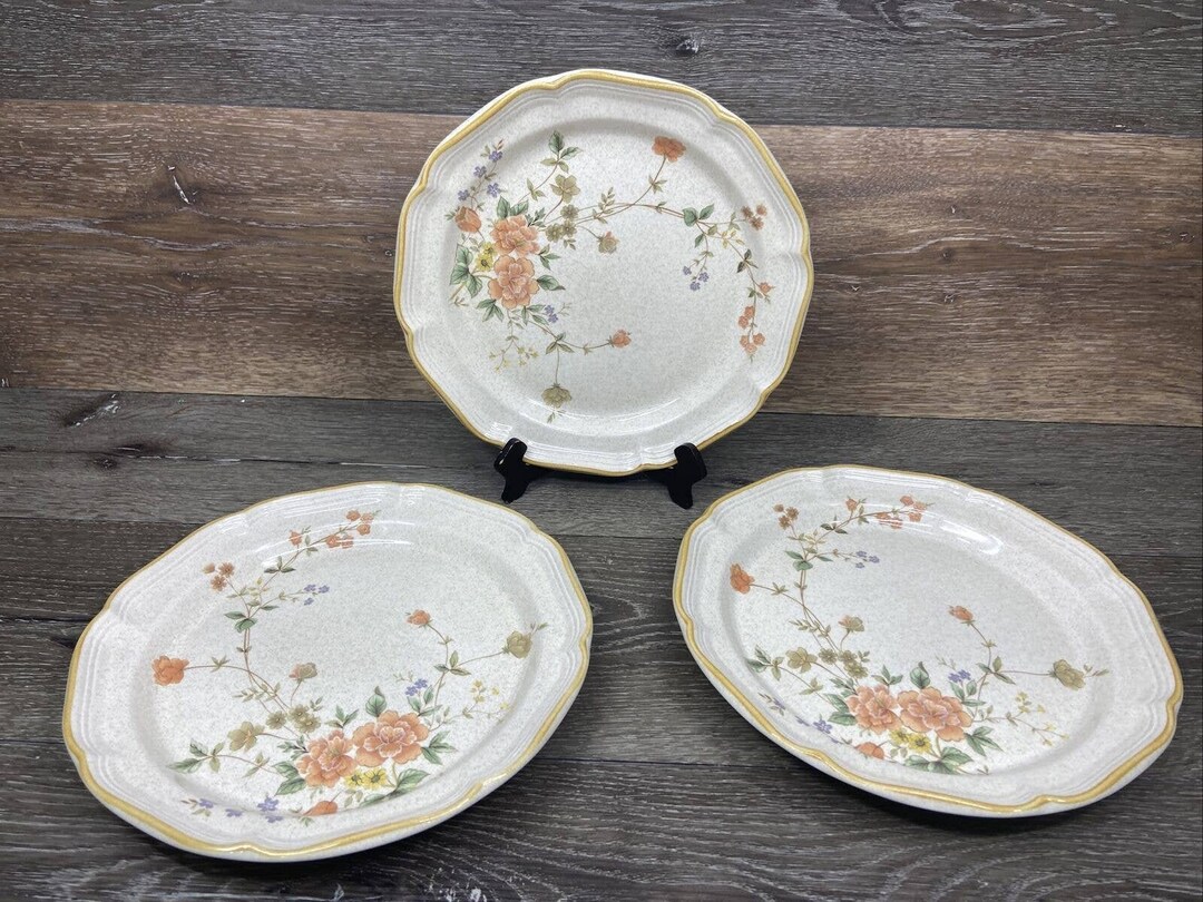 MIKASA Garden Club Silk Bouquet Pattern Dinner Plates Made in Japan~set ...