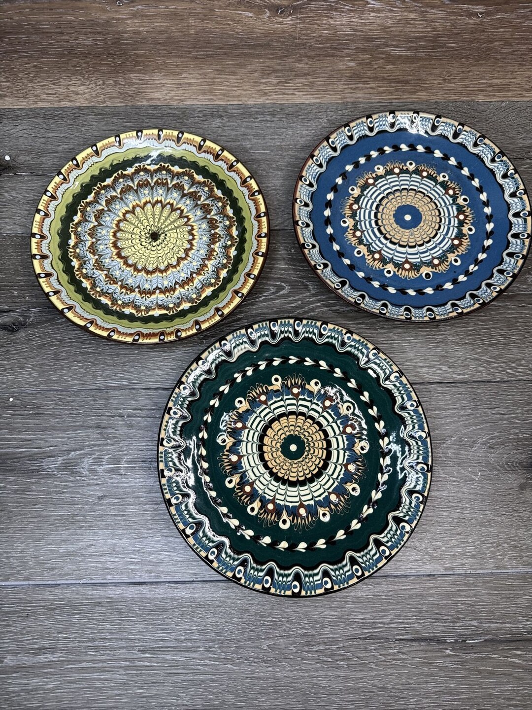 VTG Bulgarian Troyan Pottery Decorative Wall Plate Terracotta 10.25set ...
