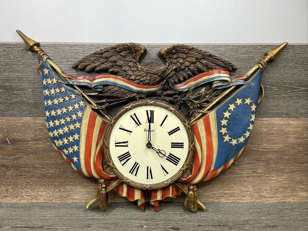 Burwood Arabesque Wall Clock 25 American Flag Large Eagle clock Not ...