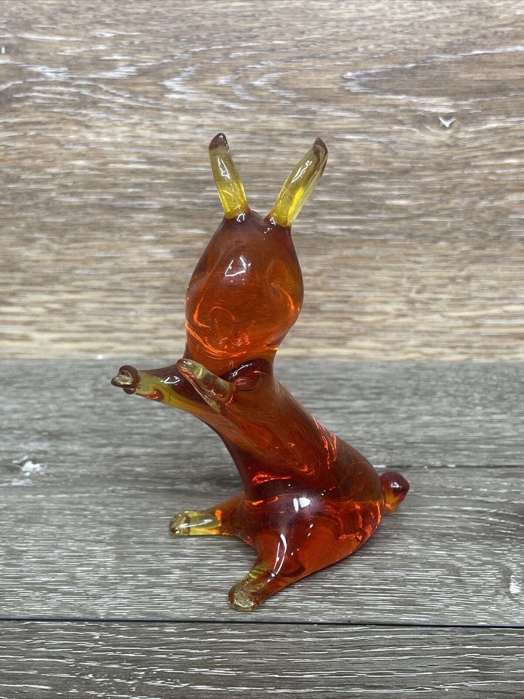 1960'S Art Glass Amber Bunny Rabbit Figurine 4.5” Viking ?? - Etsy