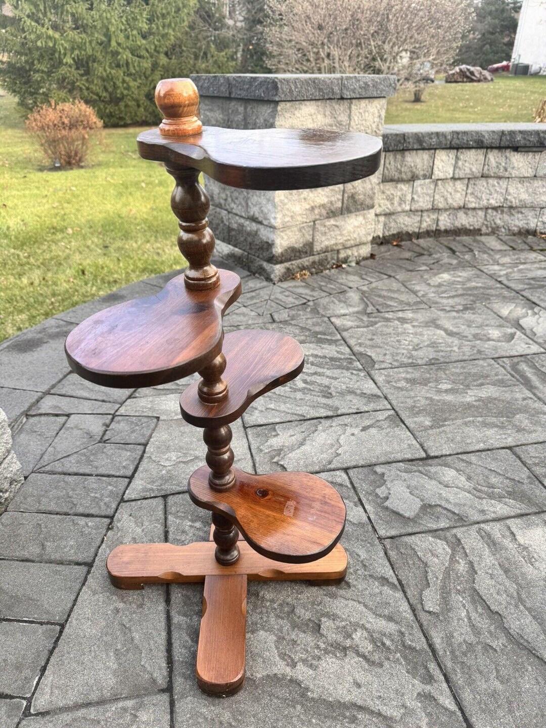 Vintage Rustic Farmhouse Pine Wood 4-tier Swivel Spindle Plant Shelf ...