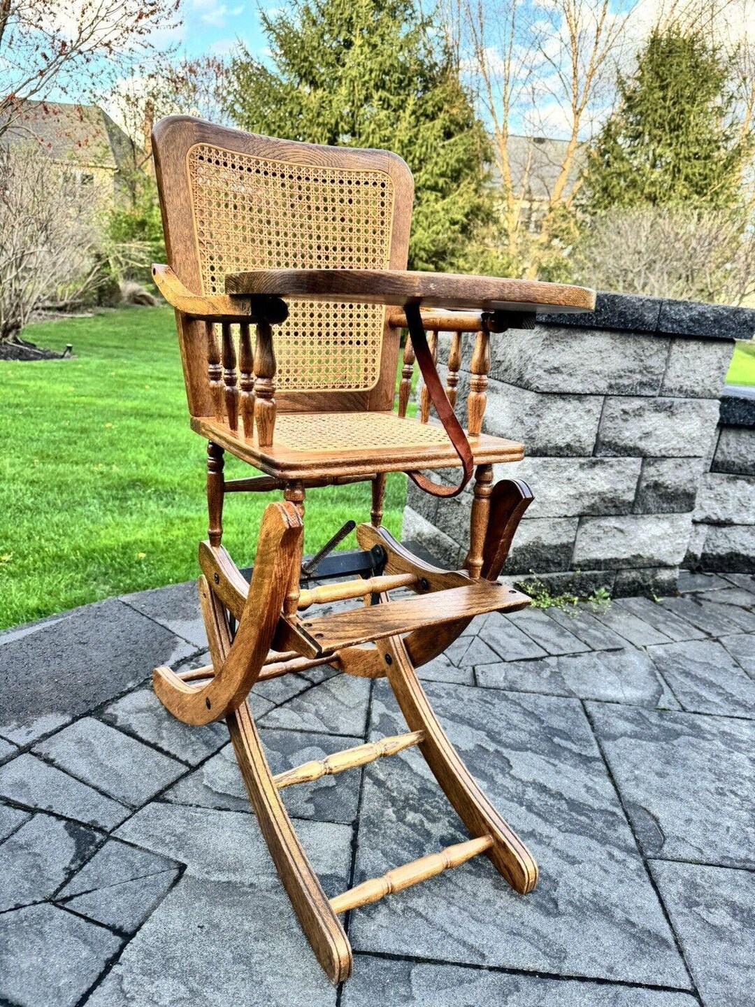 Vintage 1950s Oak Convertible High Chair/ Children Rocking Chair ...