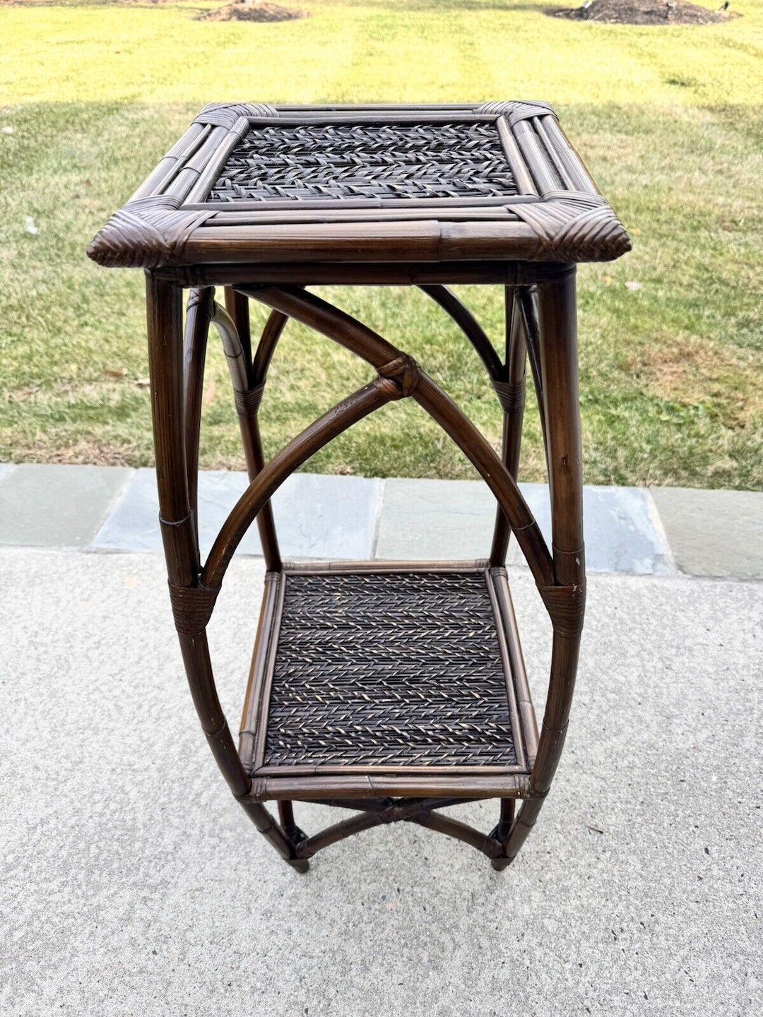 Vintage Rattan Wicker Plant Stand /pedestal End Table H36xw12 - Etsy