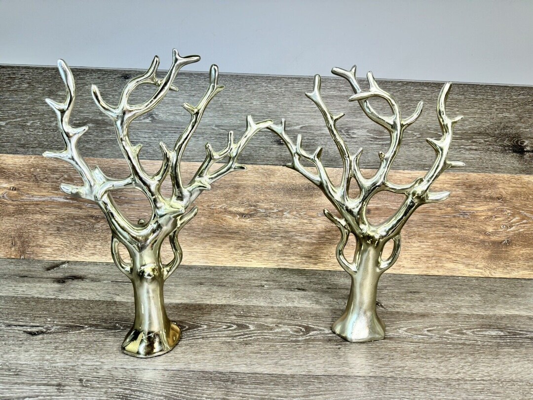 Coral Branch Topiary Sculpture Silver Metallic Resin 16x11” ~pair - Etsy