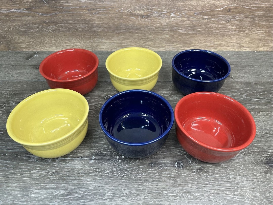 Fiesta Fiestaware 6 Chowder Bowls 22oz. Cobalt Blue ,yellow ,redset of ...