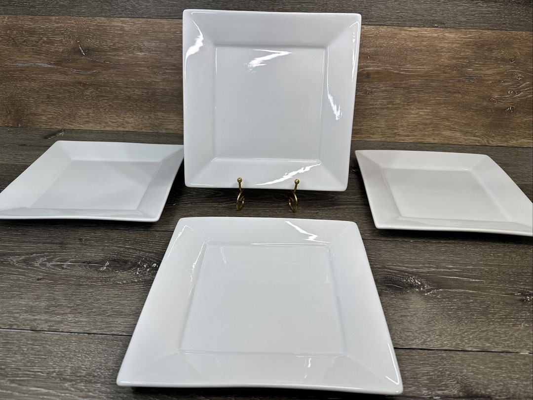 Fitz & Floyd Everyday White Porcelain Square Dinner Plates 10 set of 4 ...