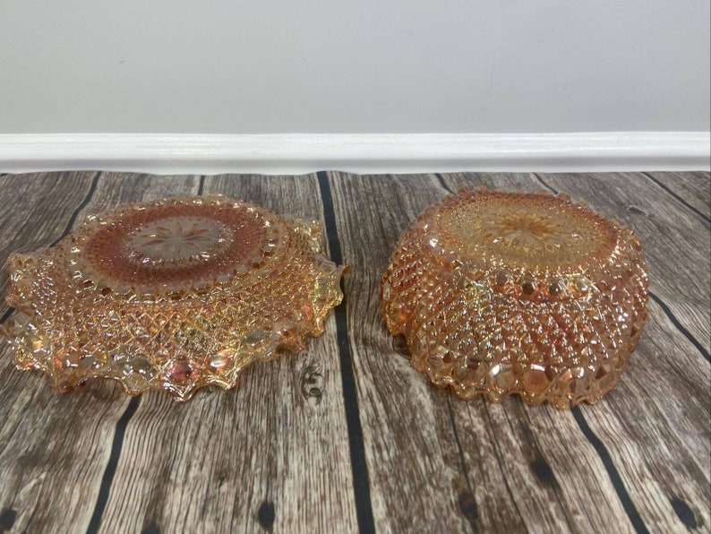 Sowerby Crystal Vintage Carnival Glass Marigold Crimped - Etsy