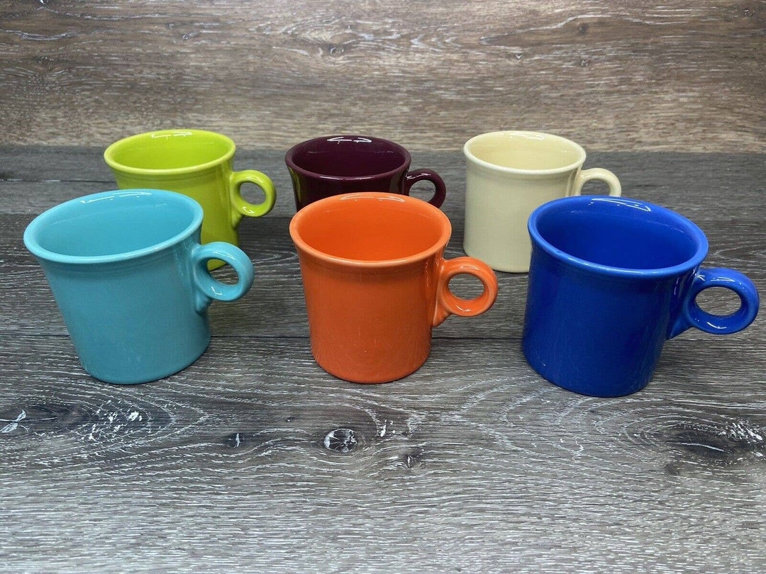 Fiesta Ware Coffee Mugs Ring Handle Homer Laughlin HLC ~set of 6 Cups ...