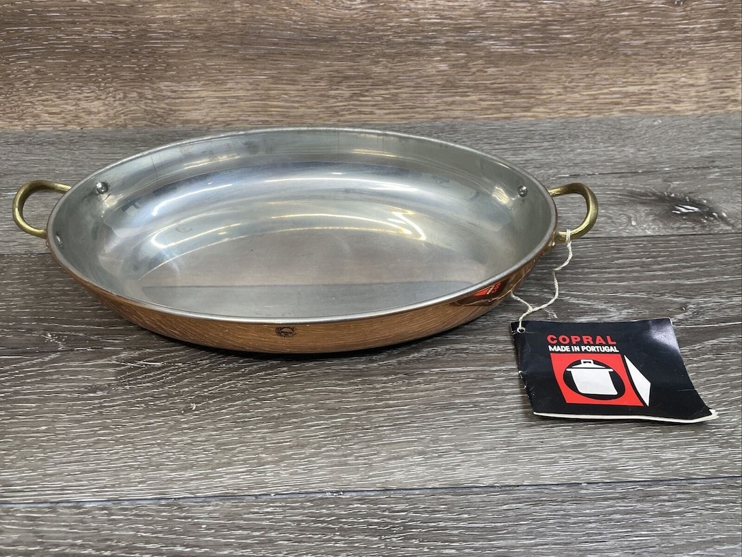 Vintage Copral Copper Oval Baking Pan W/brass Handles 12x8individual ...
