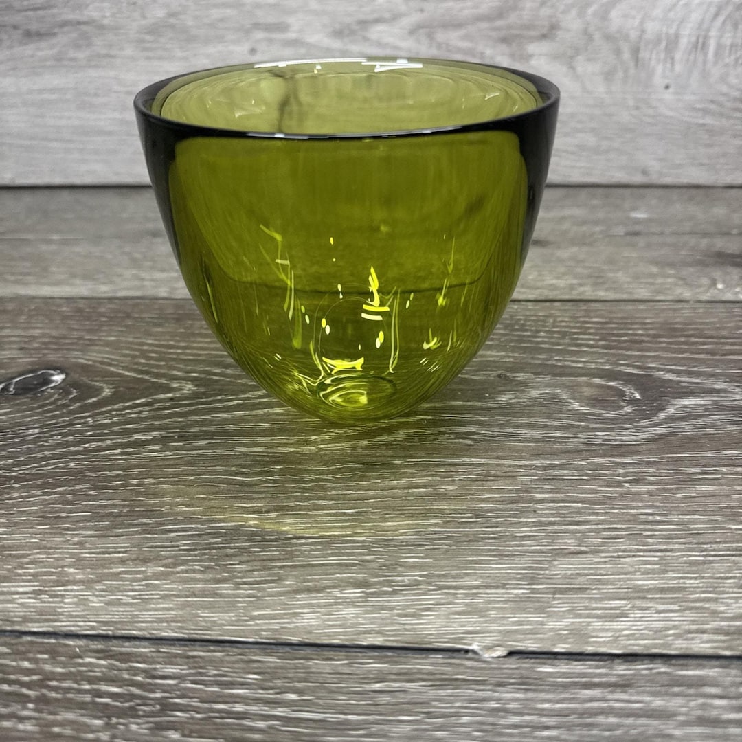 Vtg Orrefors Pastillo Bowl 4.5” Lime Green Lena Bergstrom Scandinavian ...