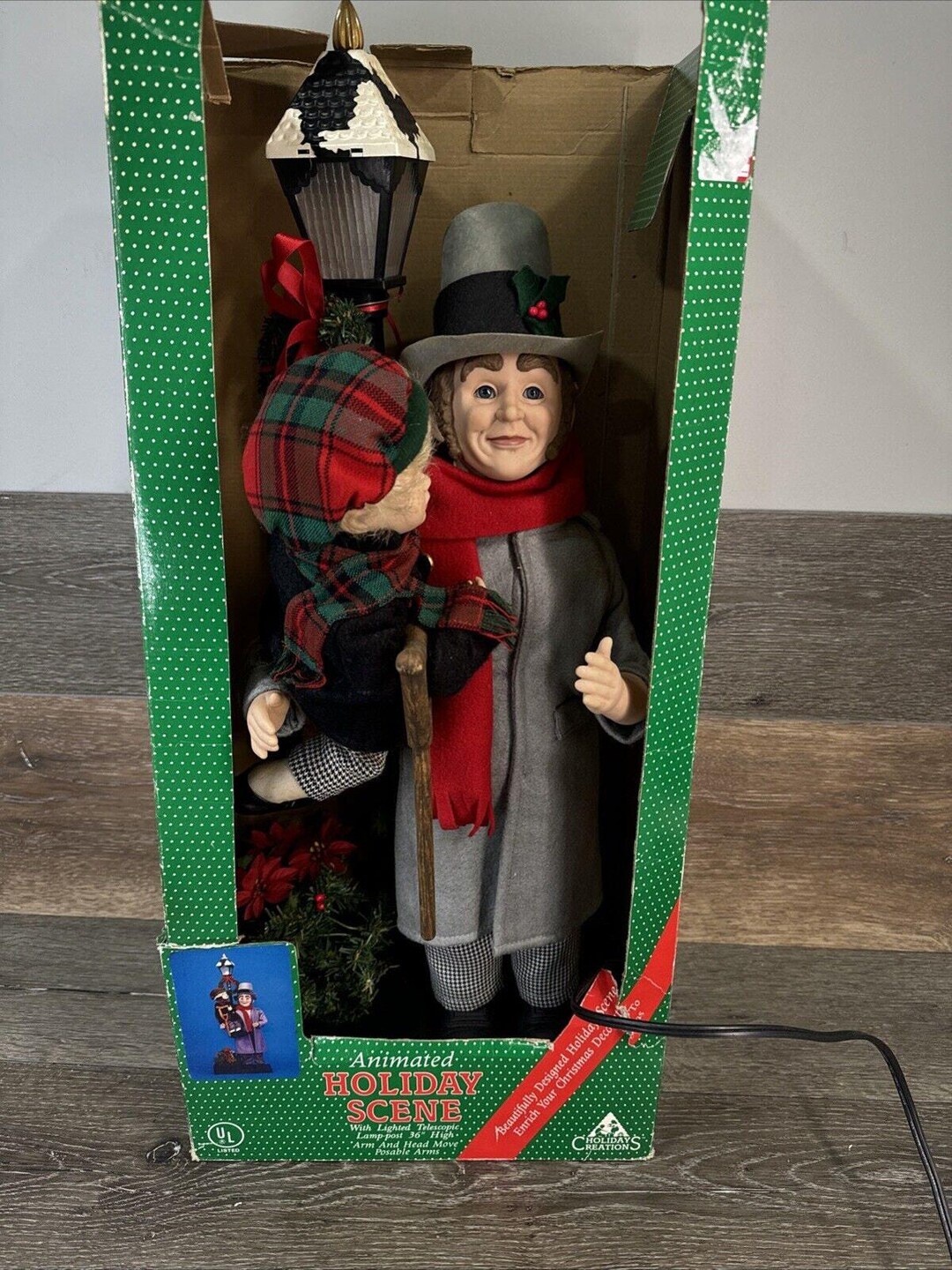 Vintage Holiday Creations Tiny Tim & Scrooge 36" Animated Lamp Post ...