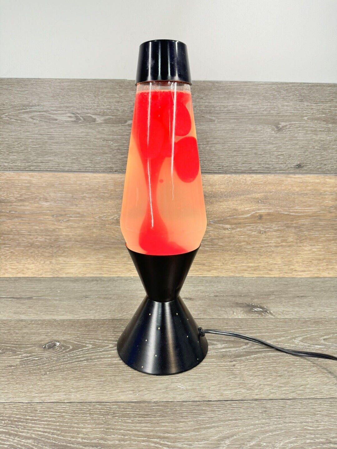 1990s Original Lava Lite Lava Lamp Red Orange Wax Black Base Motion ...