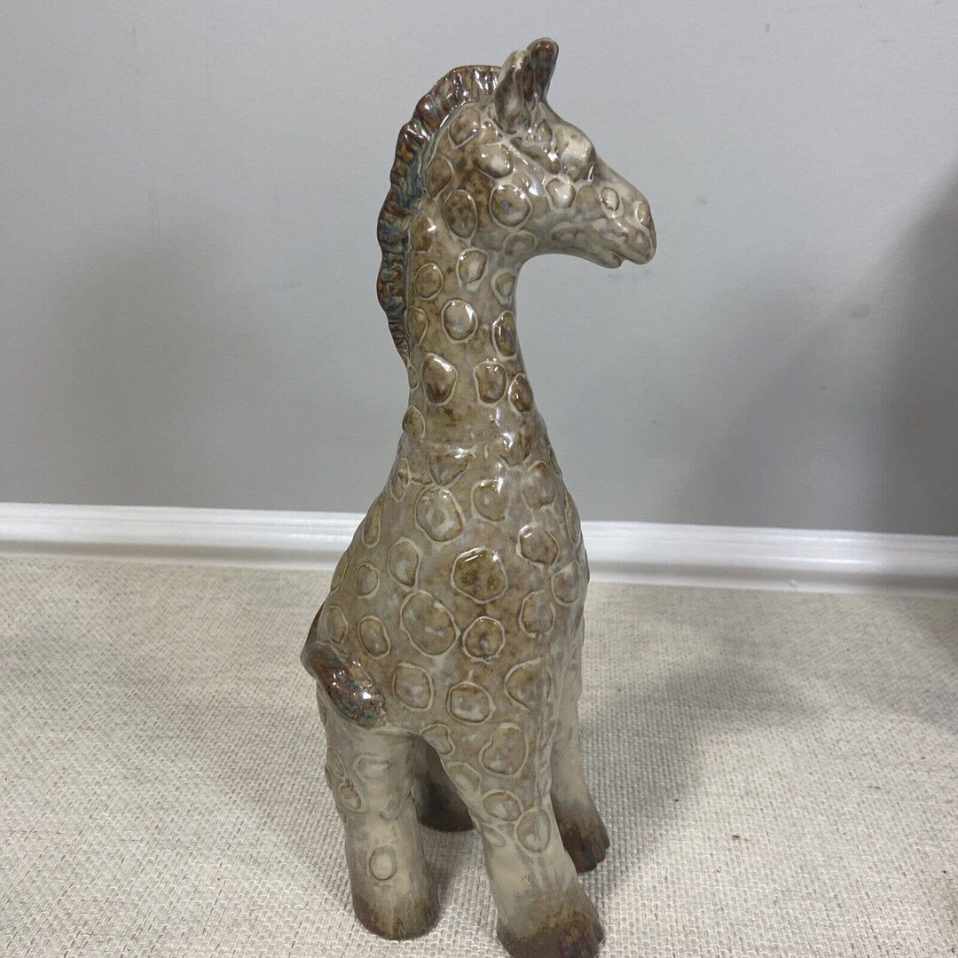 Giraffe Figurine Statue 13" Tall Stoneware Pottery Ceramic Table Décor ...