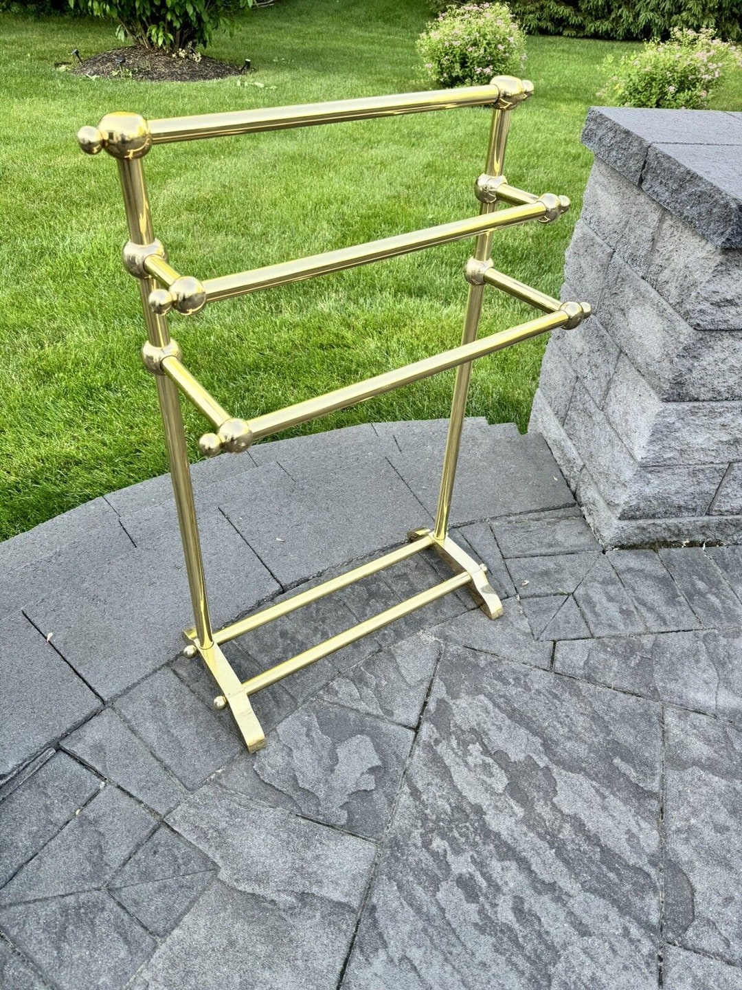 Vintage MCM Brass 3-tier Quilt Towel Hanger Bar Rack Heavy 27 Lb ...