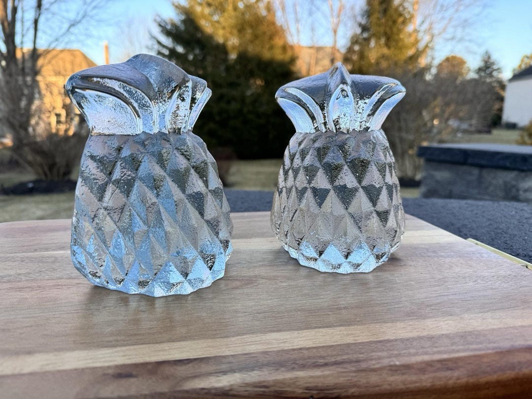 Blenko Handcrafted Pineapple Bookends CLEAR BLENKO Heavy 3.6 Lb 6x4 ...