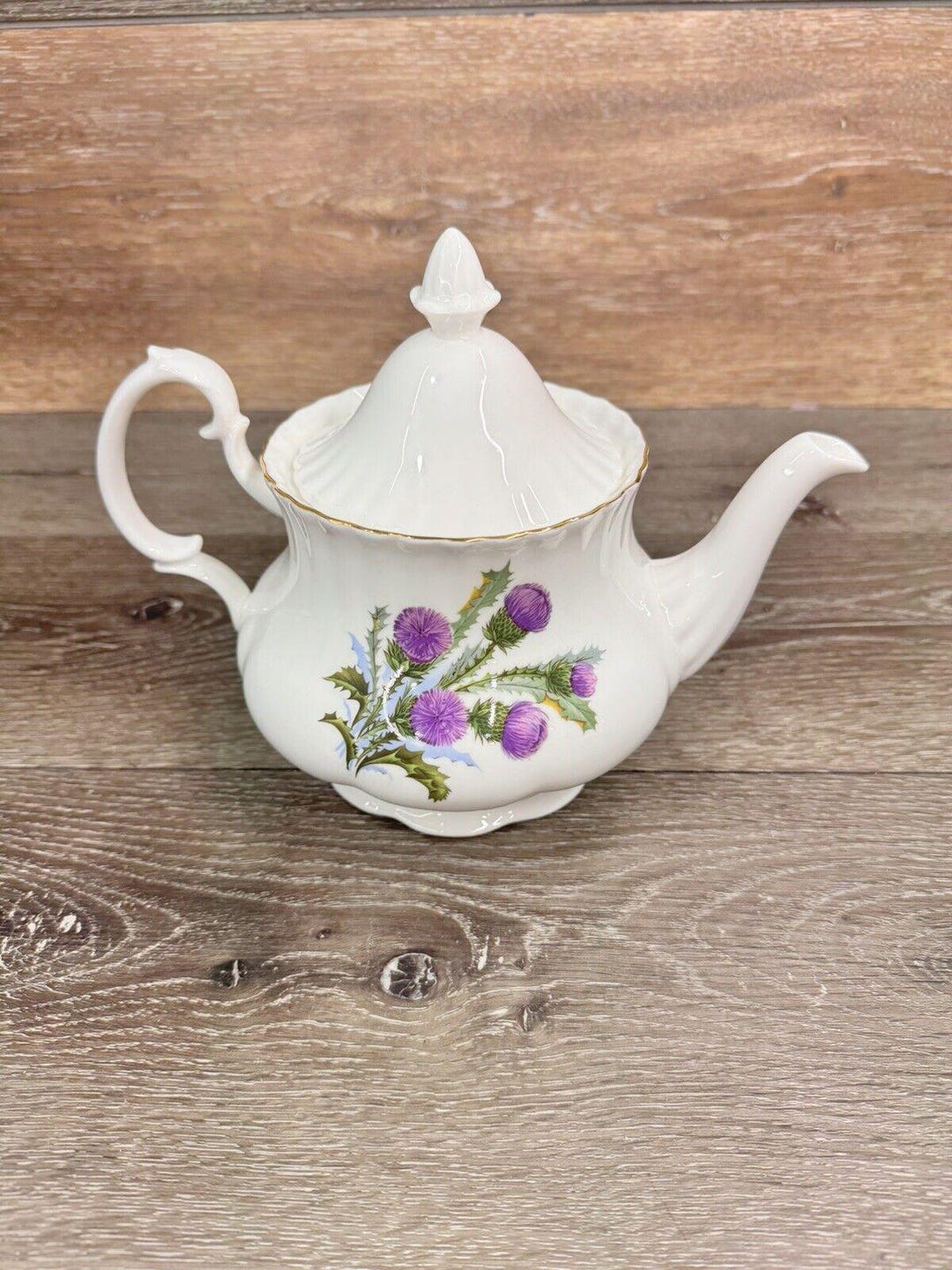 Royal Vale Bone China Teapot Made in England, English Thistle Pattern ...