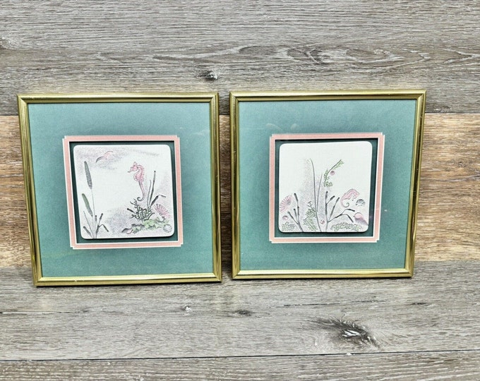 Wildflowers by Cricket Clay Tile Pottery Studio Wall Art Gold Framed ...
