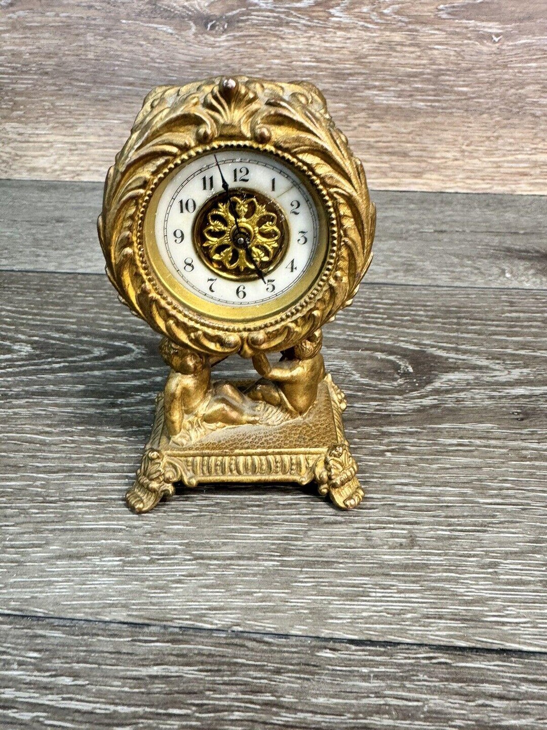 Antique 1890s Brass Ornate Clock From Waterbury Clock Co. for ...