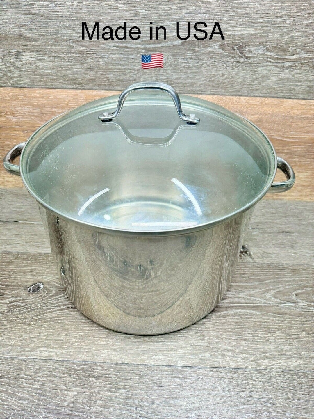 VTG Revere Ware 16 QT 1801 Copper Clad Bottom Stock Pot With Calphalon ...