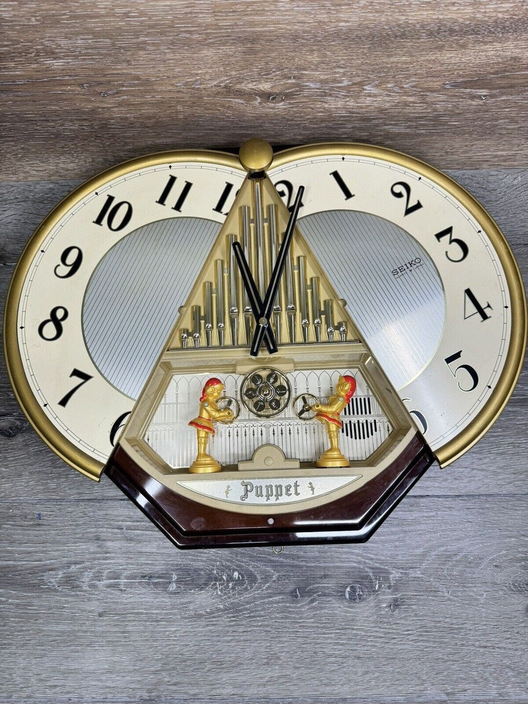 Vintage Seiko Wall Puppet Show Music Moving Clock Japan 16 Hexagonal ...