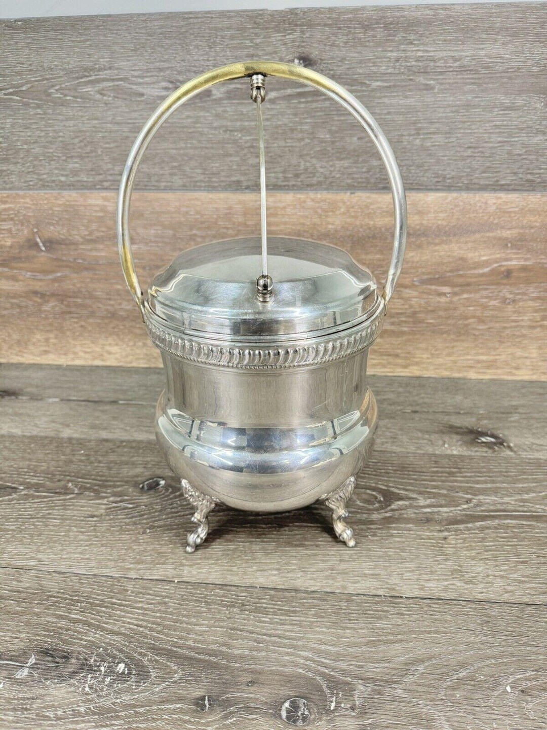 Thermos Brand Silver on Copper and Glass Vacuum Insulated Footed Ice ...
