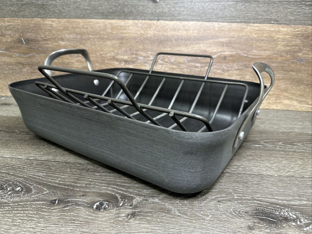 Calphalon Classic Hard-anodized 16x13”roasting Pan With Charcoal Gray ...
