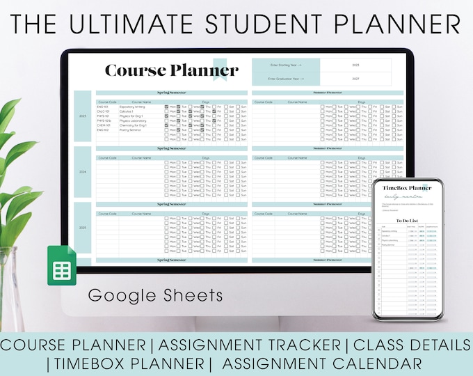 ASSIGNMENT TRACKER | Google Sheets & Excel Template | Homework Planner ...