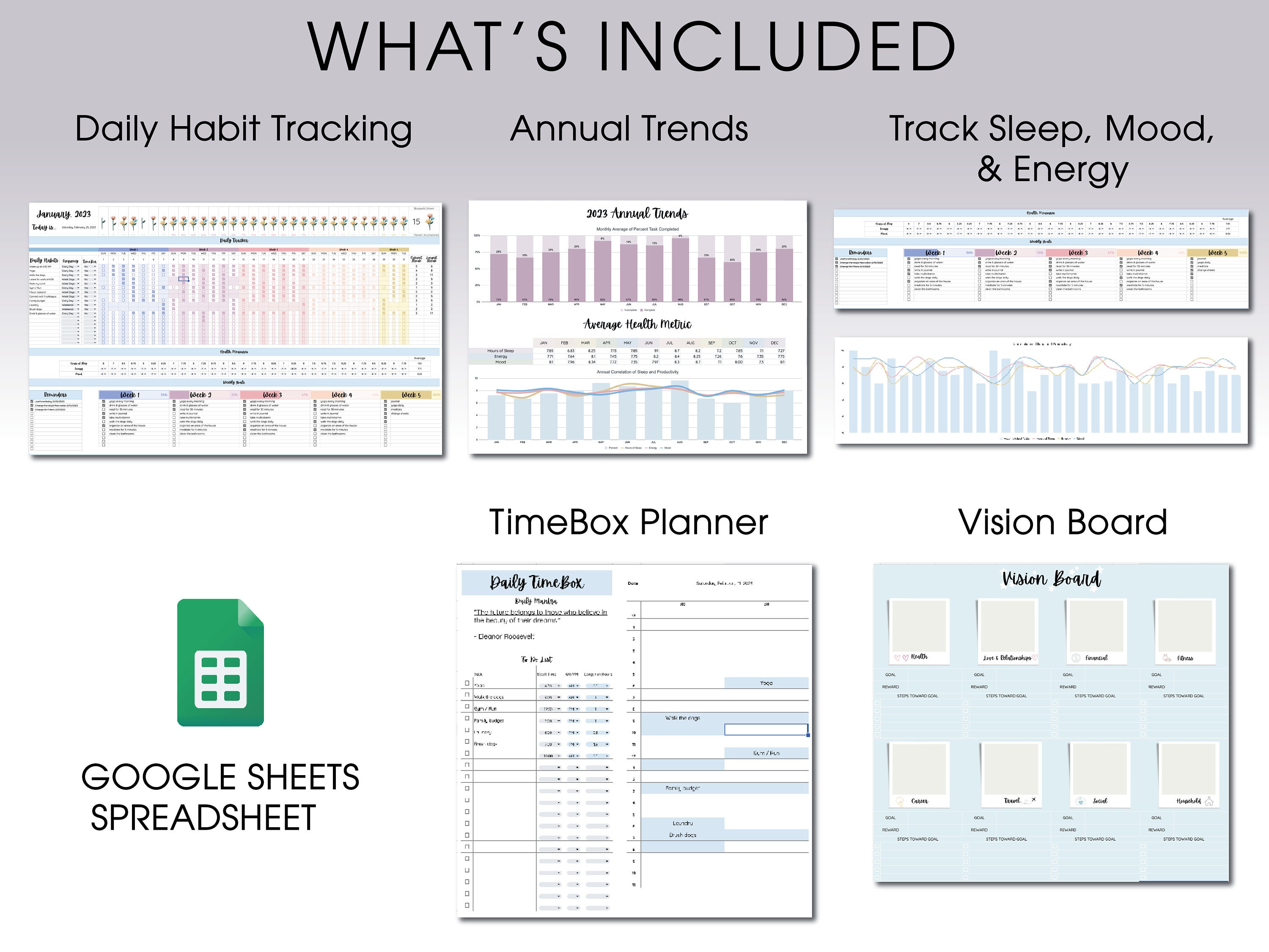 Smart Goals Habit Tracker Vision Board for Healthy Habits Goal Setting ...