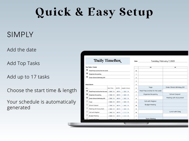Time Blocking Planner: Google Sheets Daily Schedule (digital Download ...