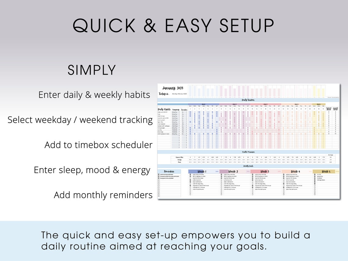 Smart Goals Habit Tracker Vision Board for Healthy Habits Goal Setting ...