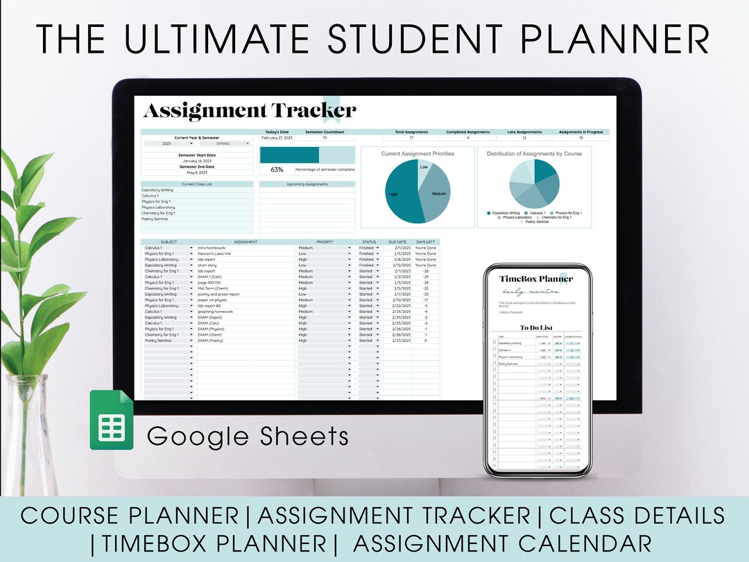 Student Planner Daily Planner College to Do List Assignment Tracker ...