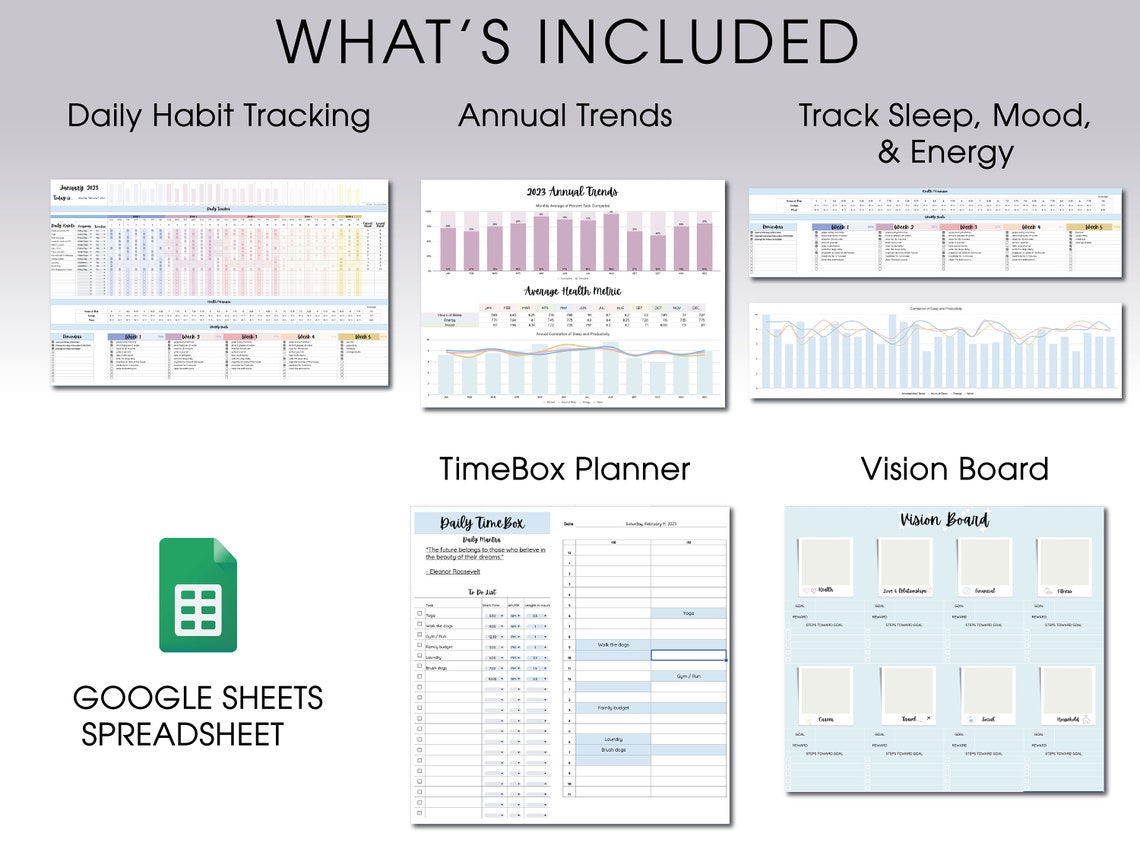 Smart Goals Habit Tracker Vision Board for Healthy Habits Goal Setting ...