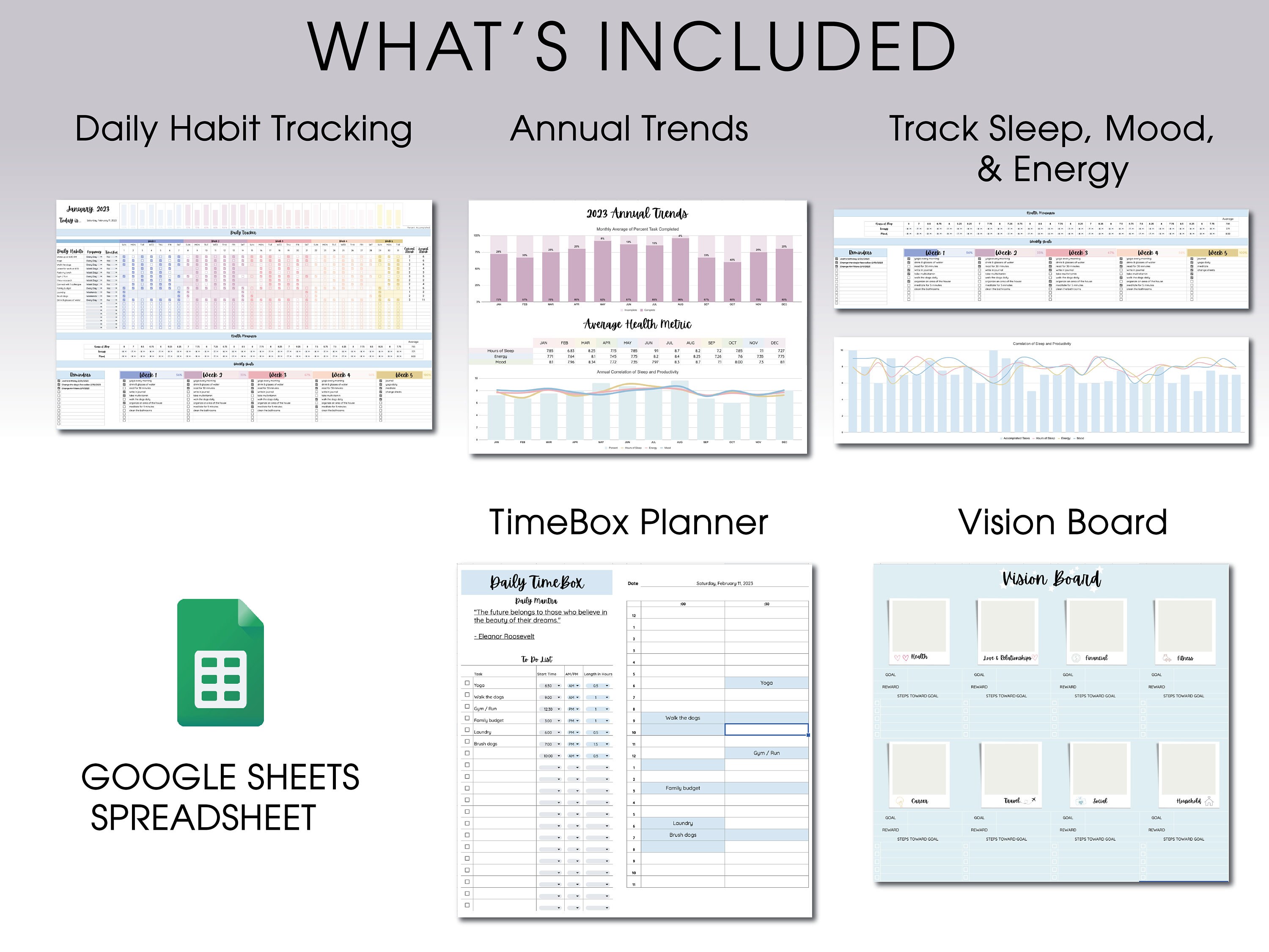 Smart Goals Habit Tracker Vision Board for Healthy Habits Goal Setting ...