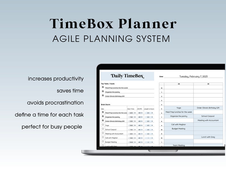 Timebox Planner, Daily Planner, Daily Schedule, Agile Planner, Time ...