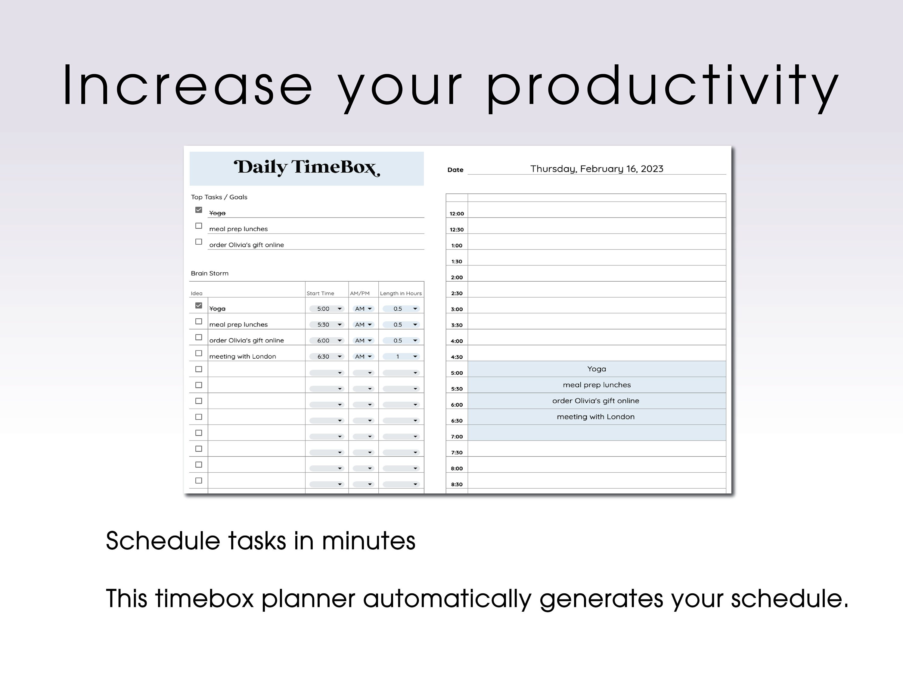 Timebox Planner, Daily Planner, Daily Schedule, Agile Planner, Time ...