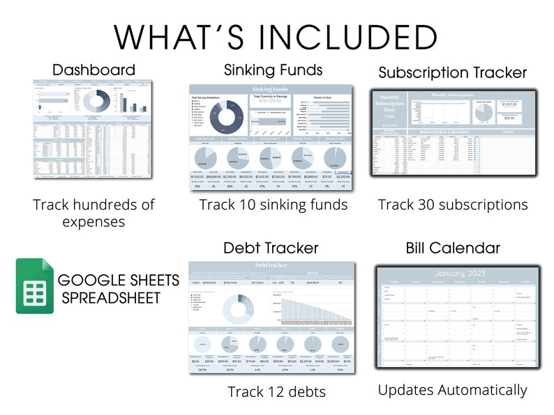 Google Sheets Budget Spreadsheet: Debt & Expense Tracker (digital ...