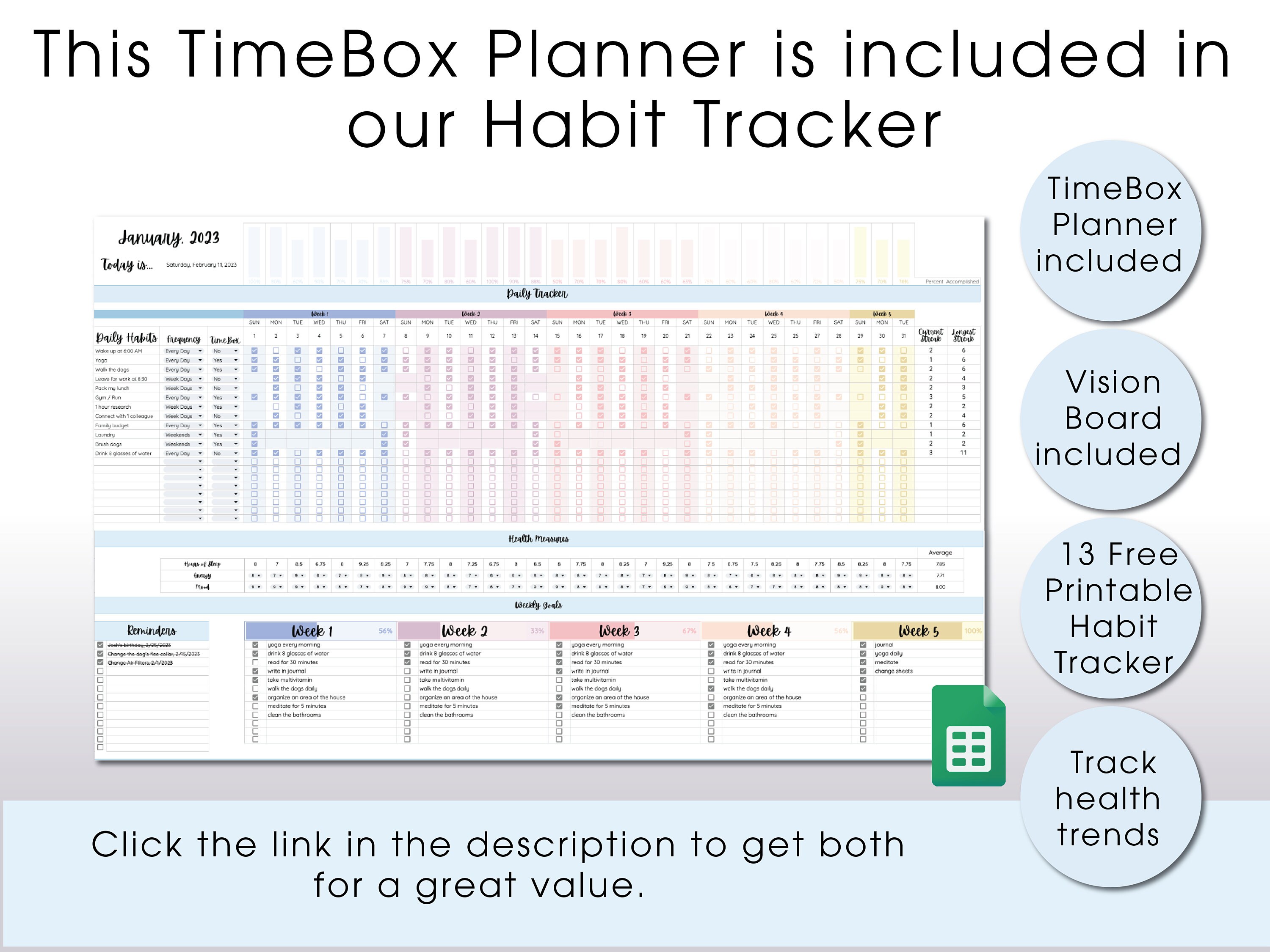 Timebox Planner: Daily Schedule Google Sheets (digital Download) - Etsy