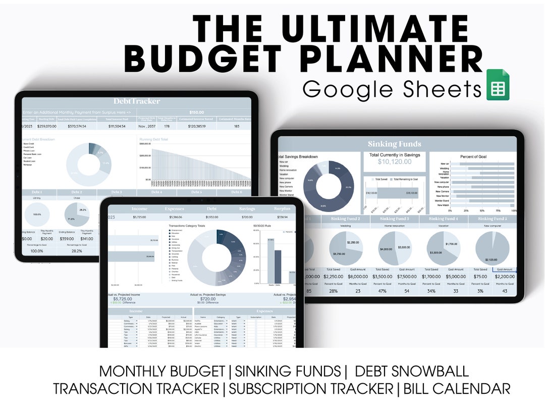 Google Sheets Budget Spreadsheet: Debt & Expense Tracker (digital ...