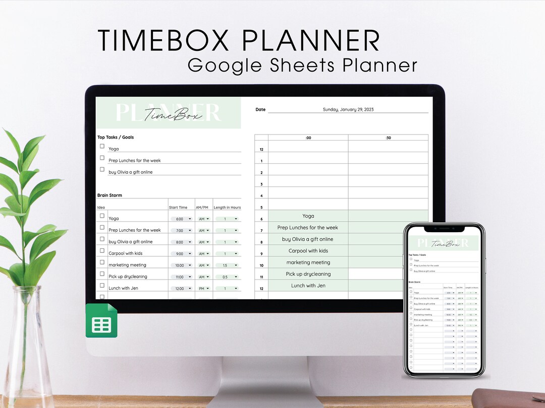 Timebox Planner: Daily Schedule Google Sheets (digital Download) - Etsy
