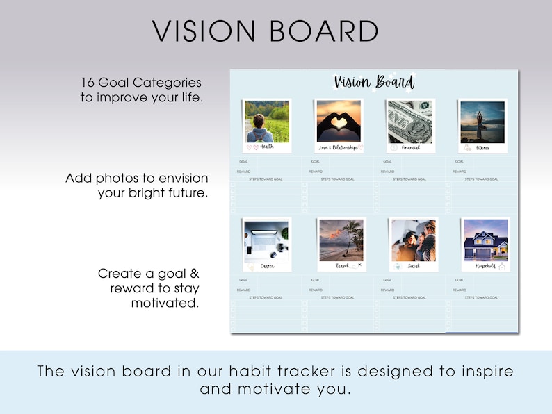 Smart Goals Habit Tracker Vision Board for Healthy Habits Goal - Etsy