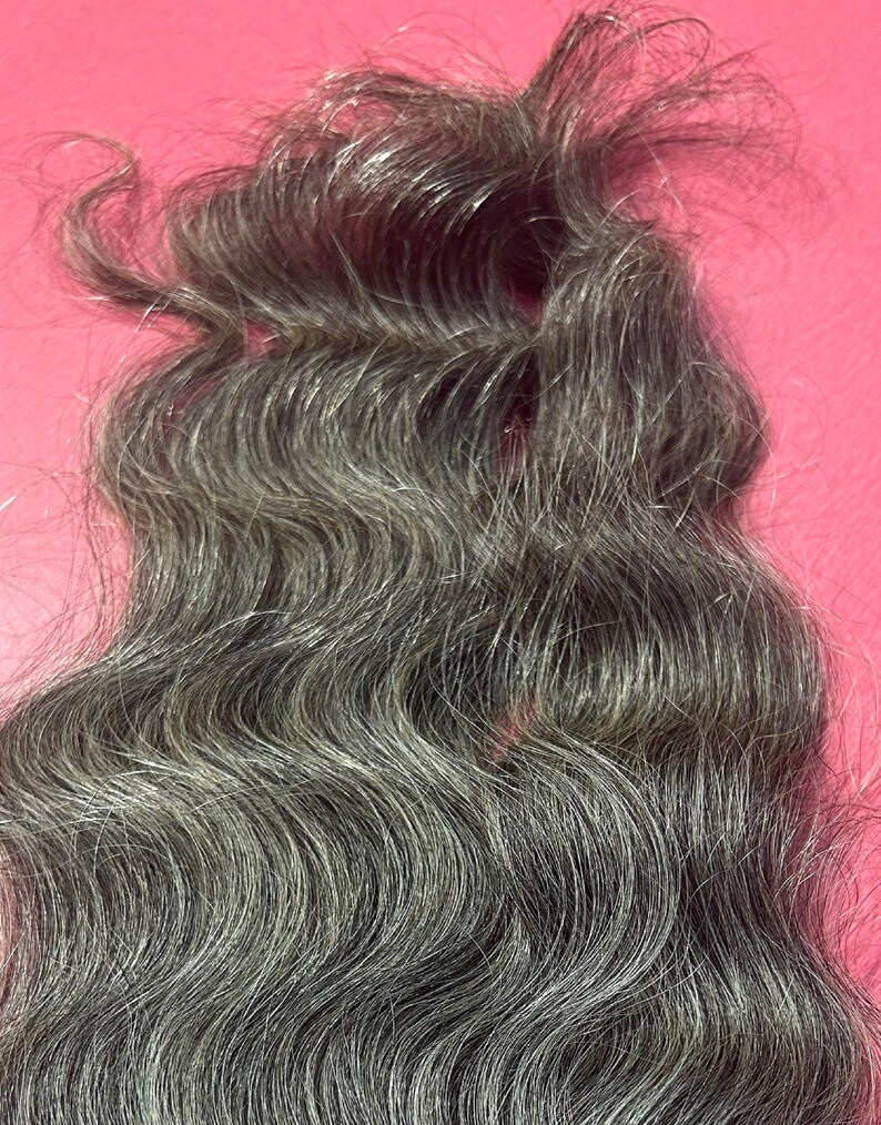 Natural Grey Body Wavy Indian Human Hair Extension Double Weft - Etsy